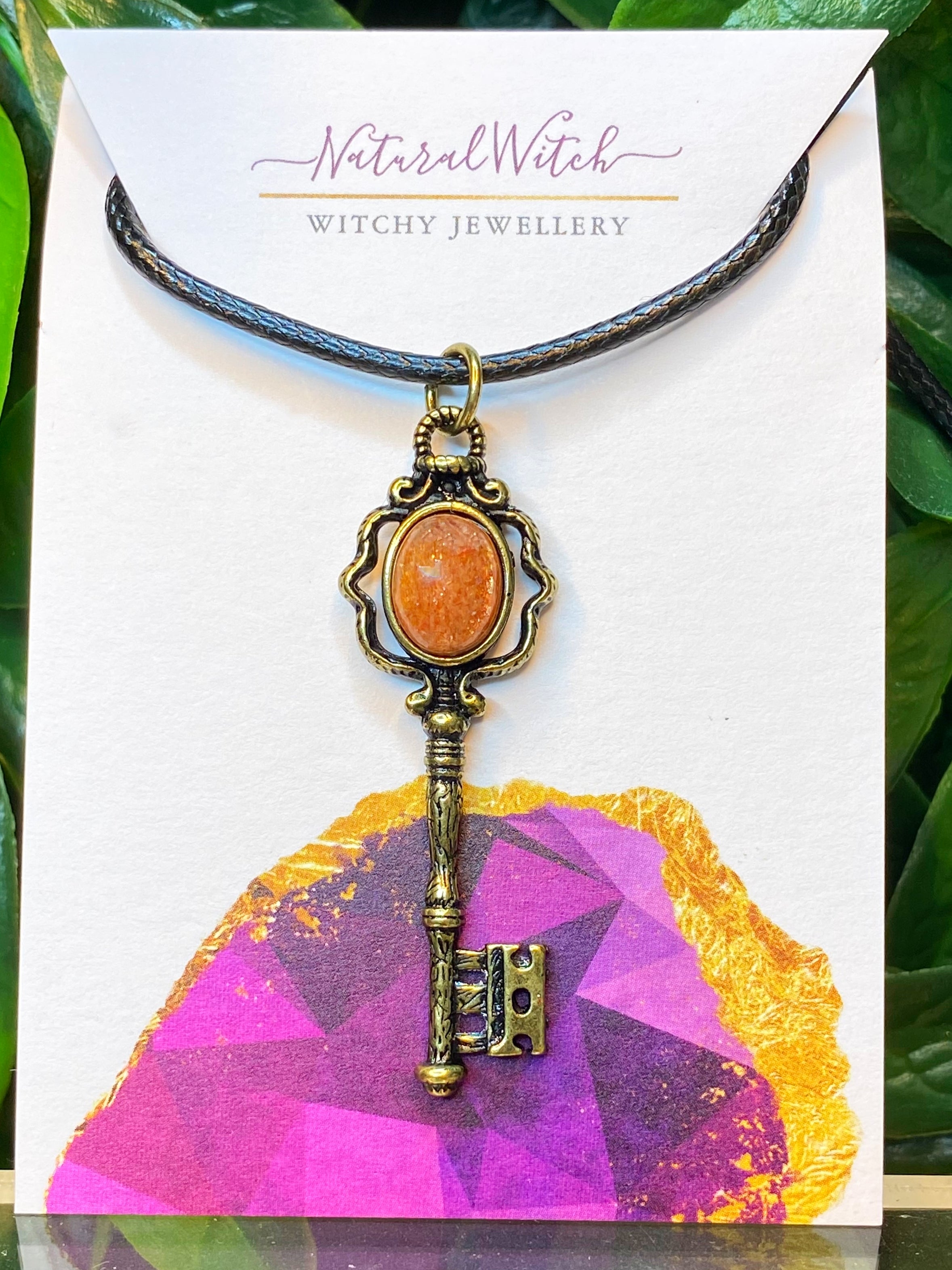 Sandstone Antique Key Pendant Necklace – Natural Witch