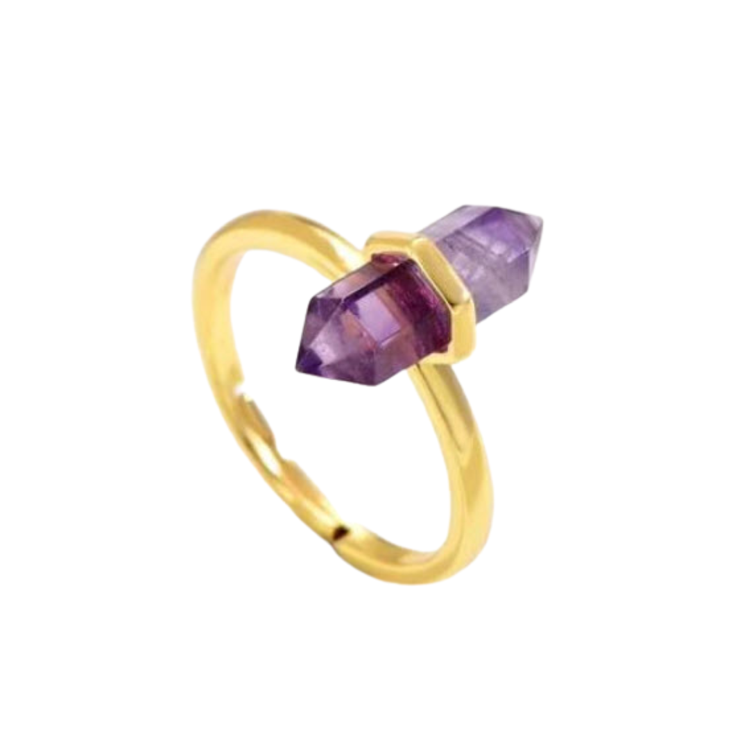 Amethyst Double Terminated Point Ring – Natural Witch